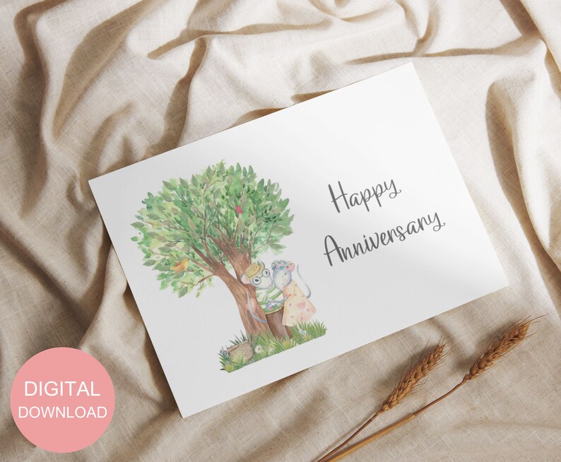 Printable Anniversary Card for Couple, Digital Happy Anniversary Card ...
