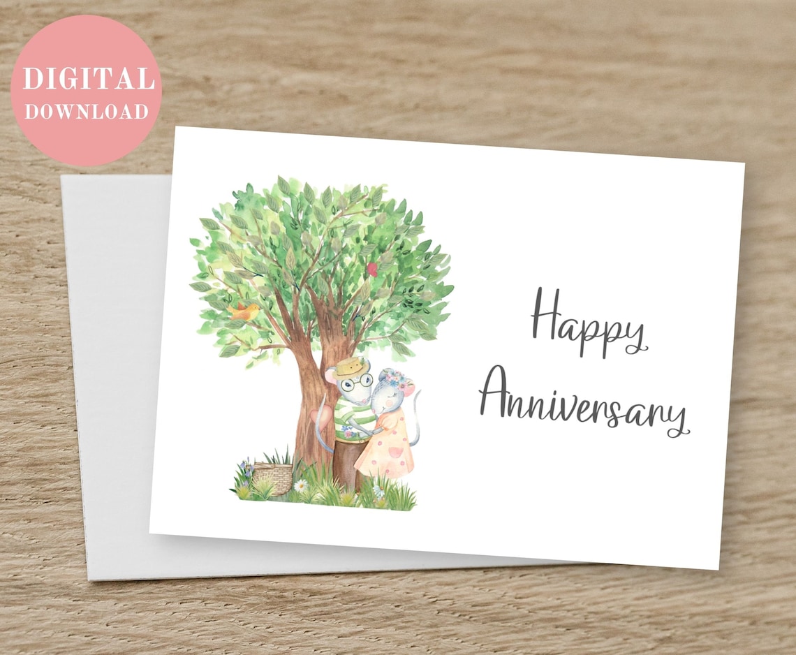 Printable Anniversary Card for Couple, Digital Happy Anniversary Card ...