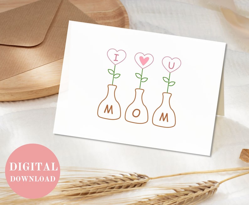 I Love You Mom Card: Printable Hearts Design (digital Download) - Etsy