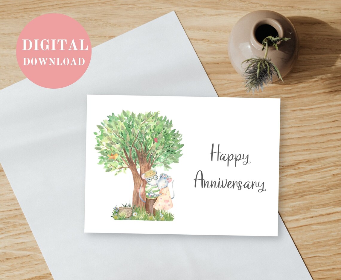 Printable Anniversary Card for Couple, Digital Happy Anniversary Card ...