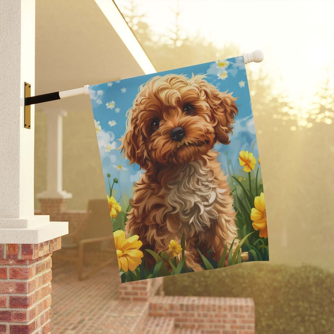 Spring Season Dog Garden & House Banner Cavapoo Garden Banner Gift for Gardener - Etsy