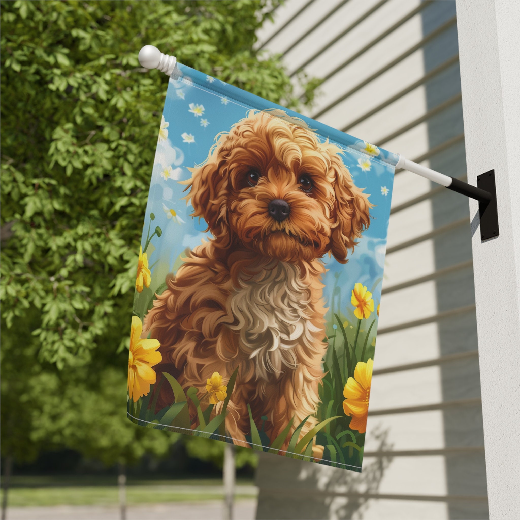 Spring Season Dog Garden & House Banner Cavapoo Garden Banner Gift for ...