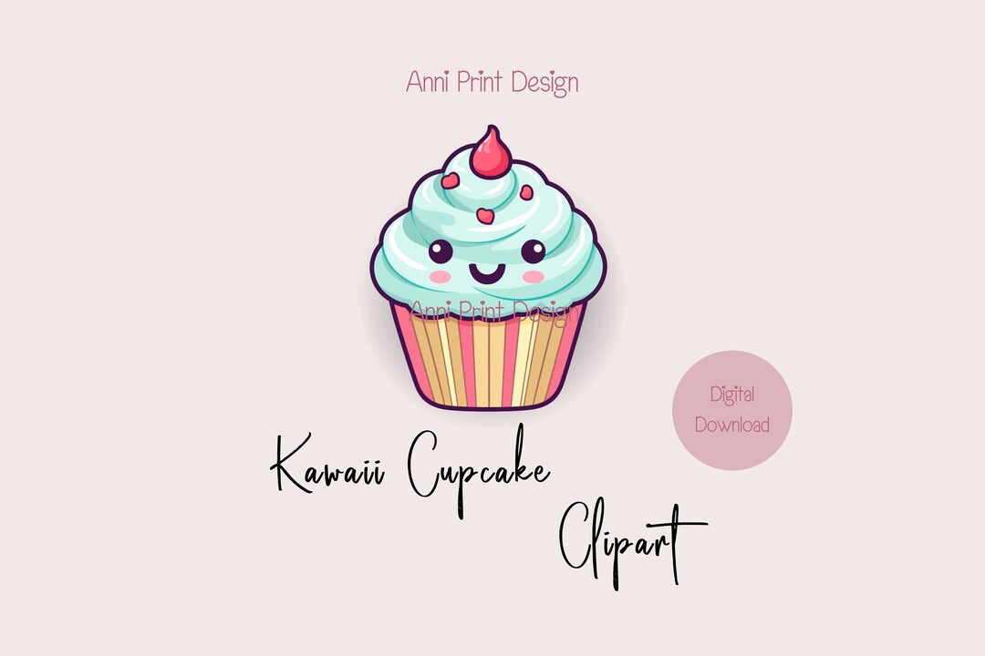 Kawaii Light Pastel Cupcake | Pastel Colors Cupcake | Digital Download ...