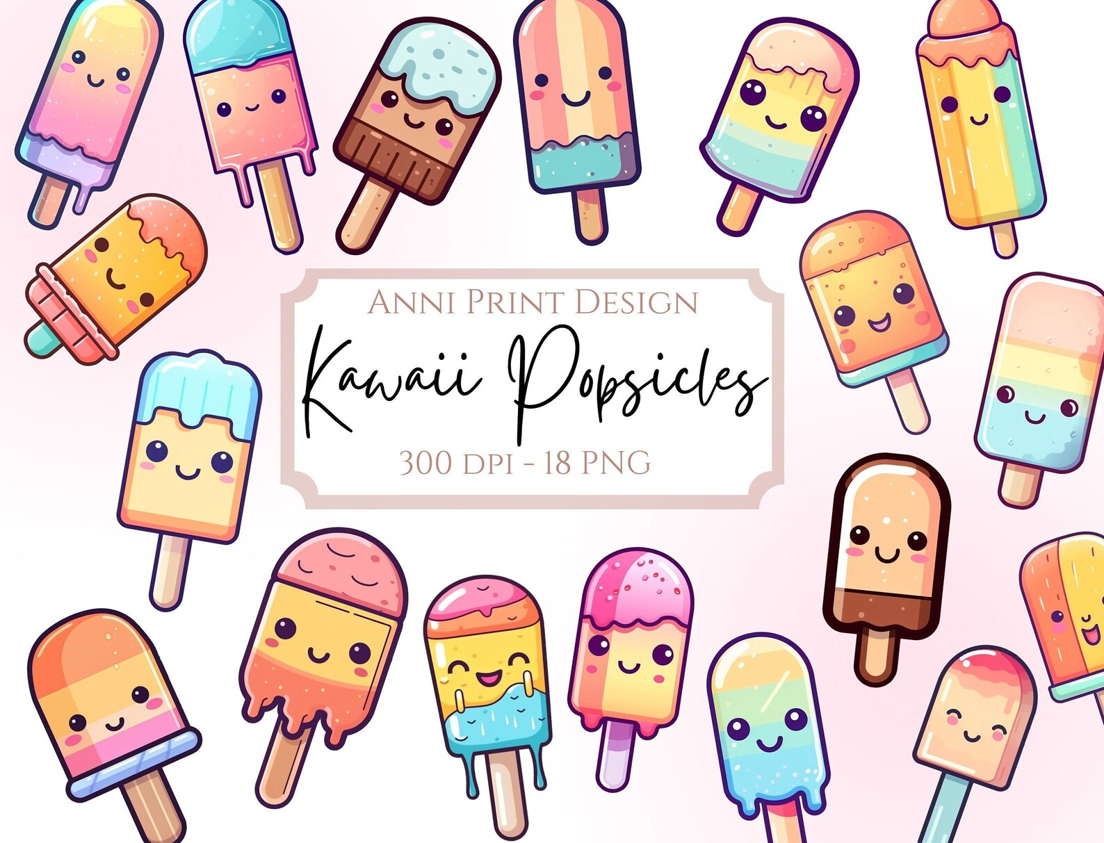 Cute Kawaii Popsicles Digital Download - Summer - Yummy Water Ice ...