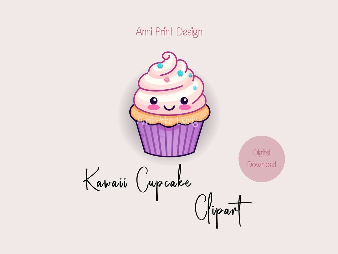 Cute Kawaii Cupcakes | Pastel Colors Cupcake | Digital Download High ...
