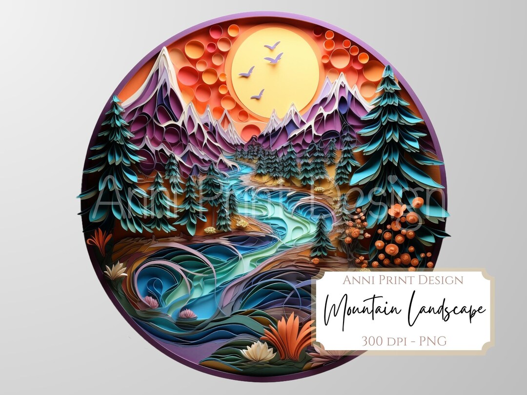 Beautiful Mountain Landscape Paper Quilling Art PNG | Paper Quilling ...
