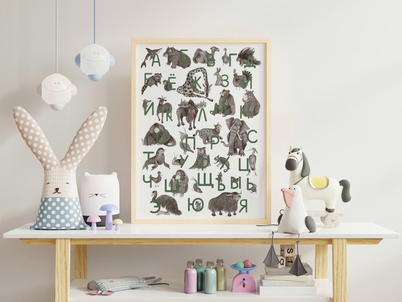 Russian Animal Alphabet A2 | Animal Alphabet Poster | Animal Poster ...