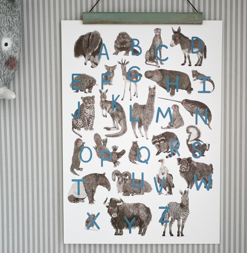 ABC Poster | English Animal Alphabet A2 - Etsy