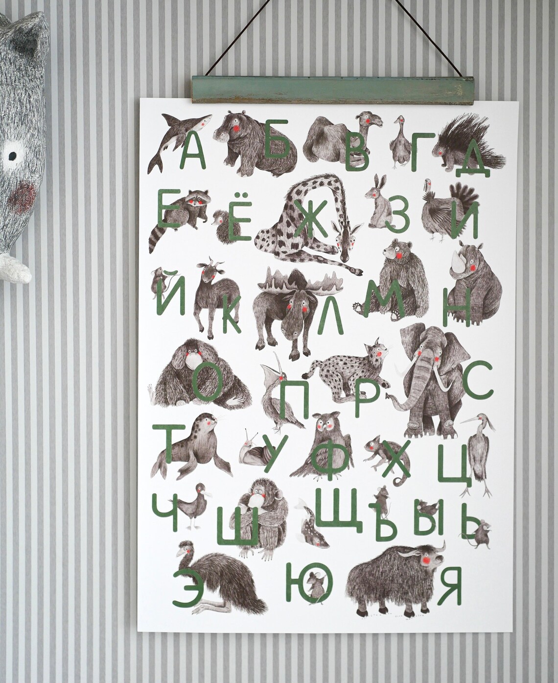 Russian Animal Alphabet A2 Animal Alphabet Poster Animal Poster ABC ...