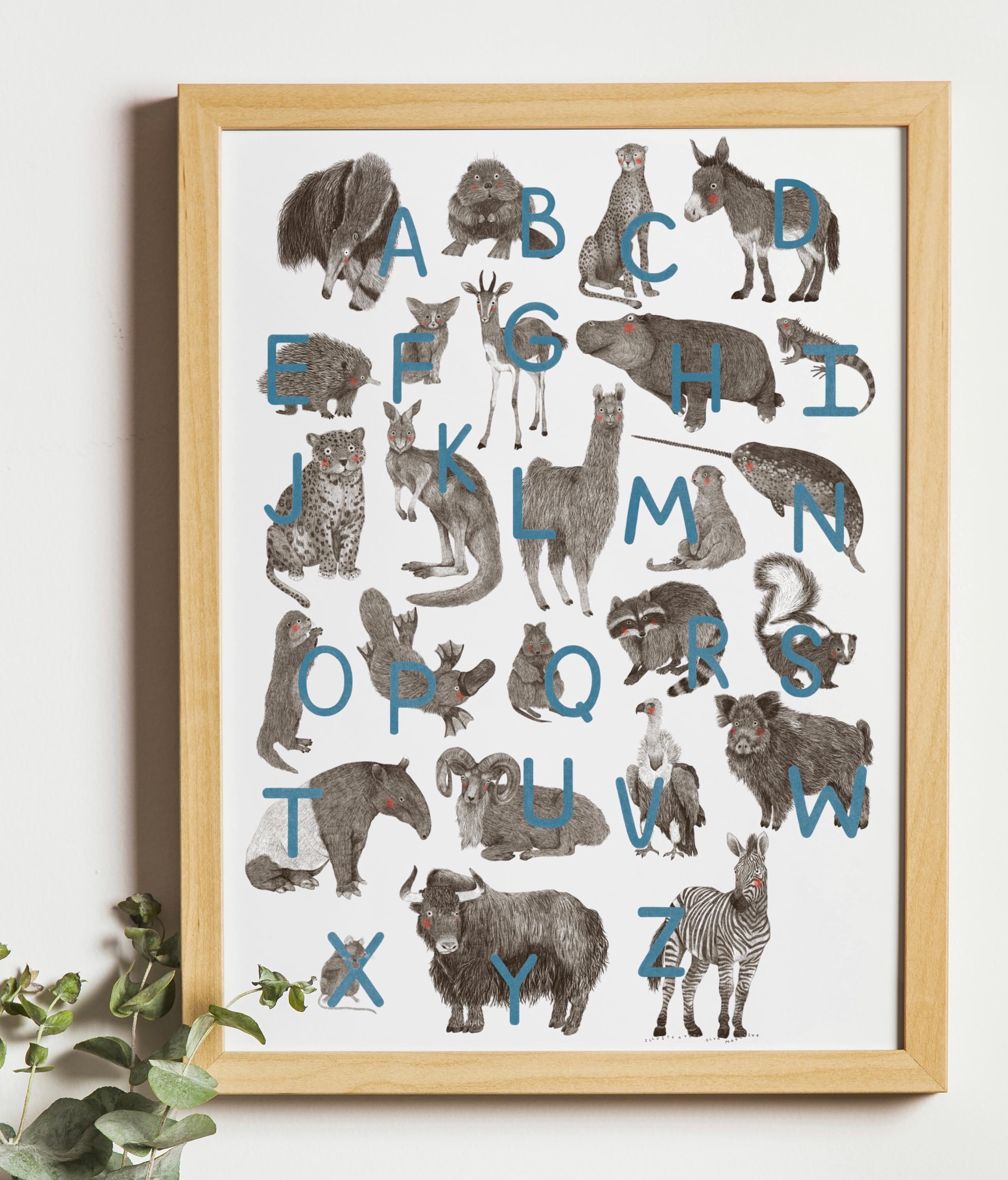 ABC Poster | English Animal Alphabet A2 - Etsy
