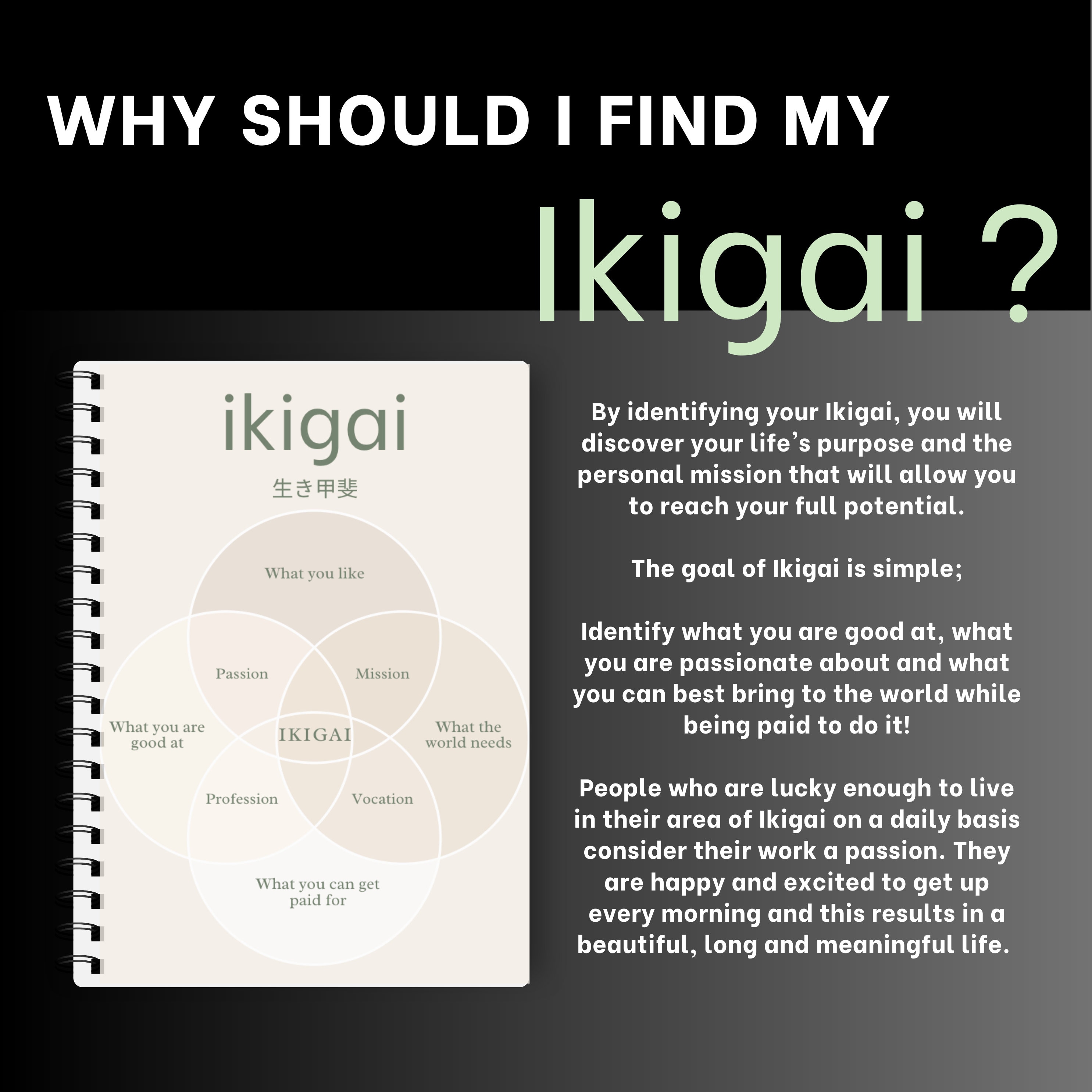 The Japanese IKIGAI Method Career & Life Mission Workbook Career Coaching Digital Workbook in ...
