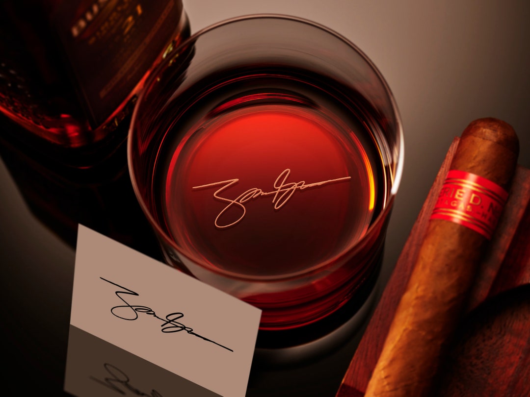 Handwritten Signature Whiskey Rocks Glass Engraved European Crystal ...