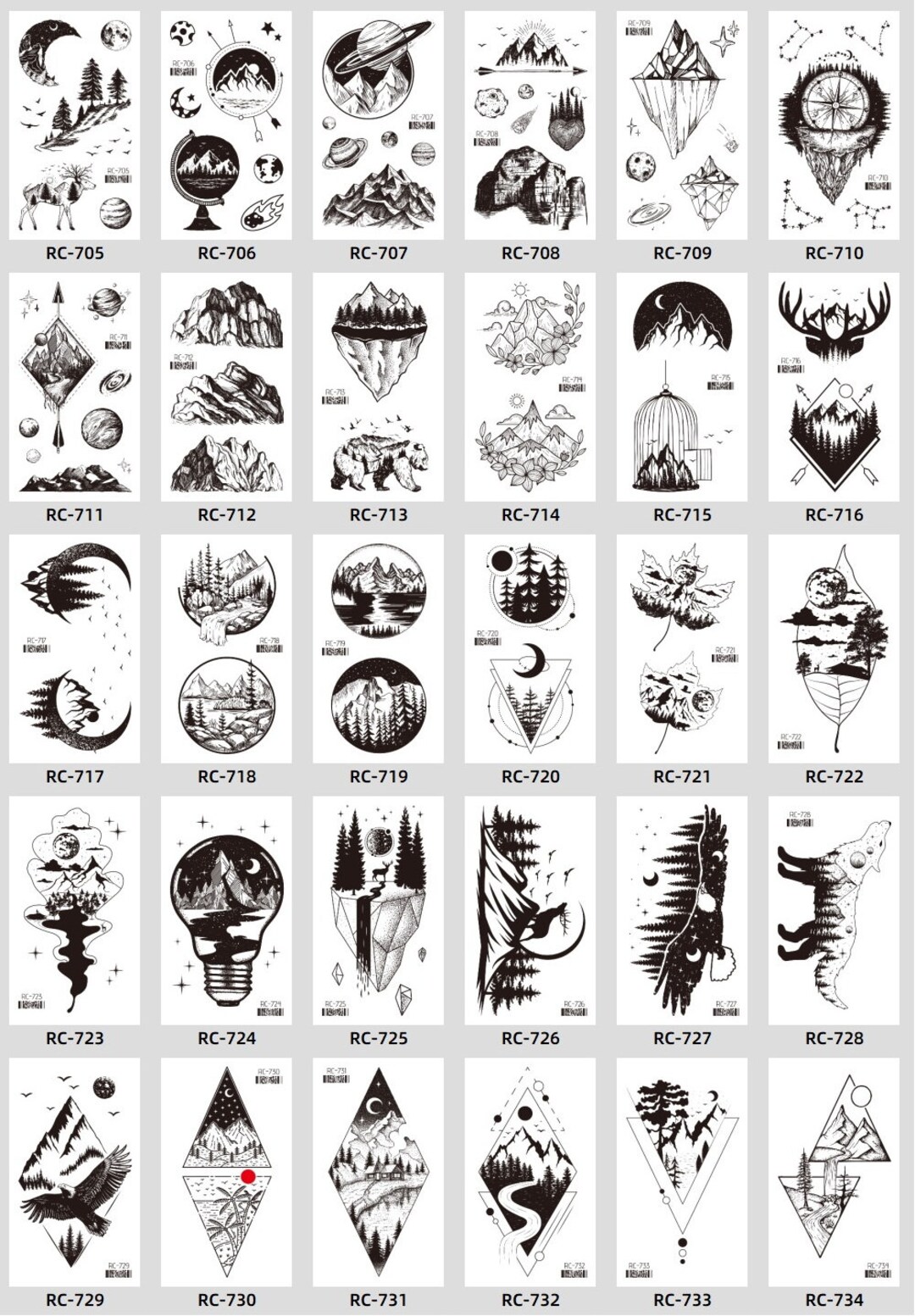Pack 30 Varied Temporary Tattoos - Etsy