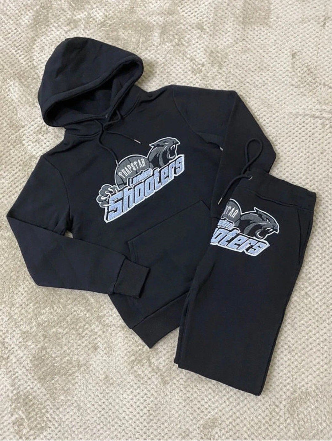 Brand New Trapstar Shooter Black / Sky Blue Tracksuit - Etsy UK