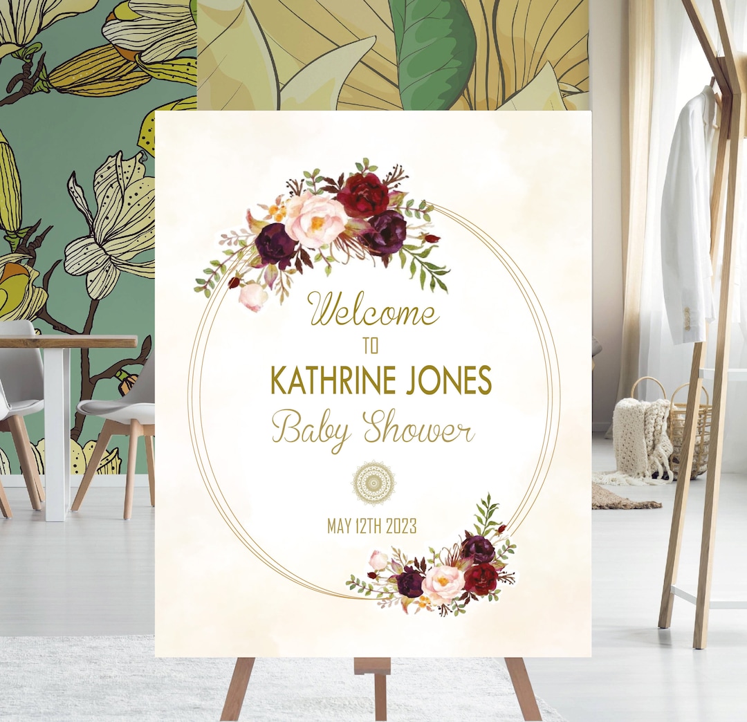 Editable Pampas Grass Baby Shower Welcome Sign Muted Tone Pampas Grass ...