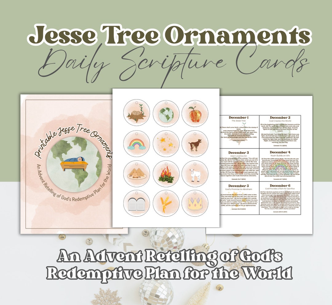 Printable Jesse Tree Ornament Set With Daily Scripture Reading Cards ...