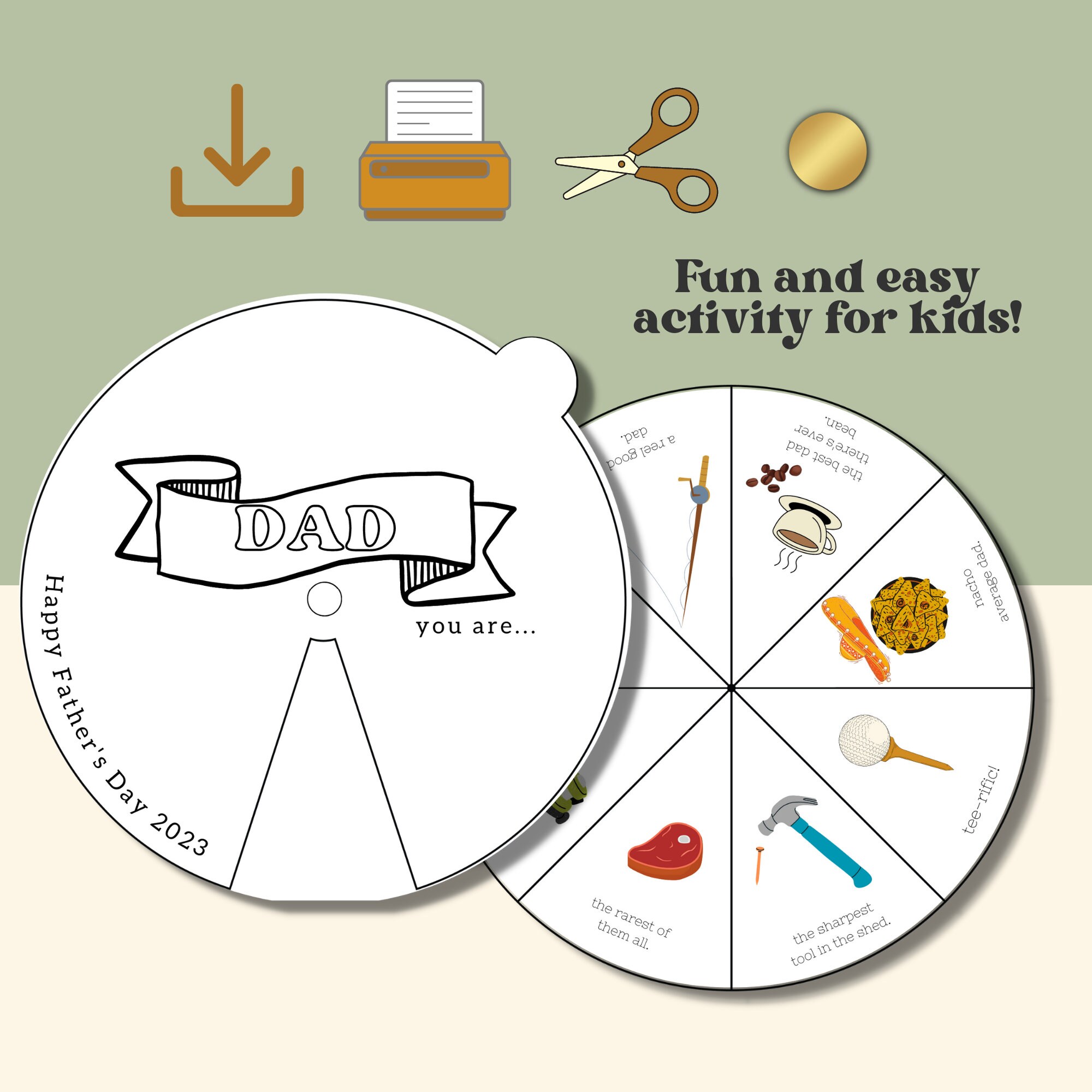 Father's Day Craft for Kids, Father's Day Interactive Card, Father's ...