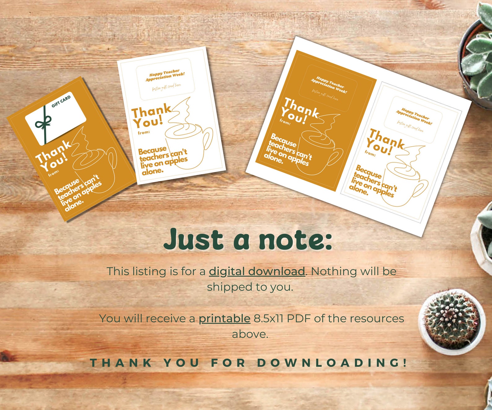 Teacher Appreciation Printable Gift Card Holder Coffee Card - Etsy