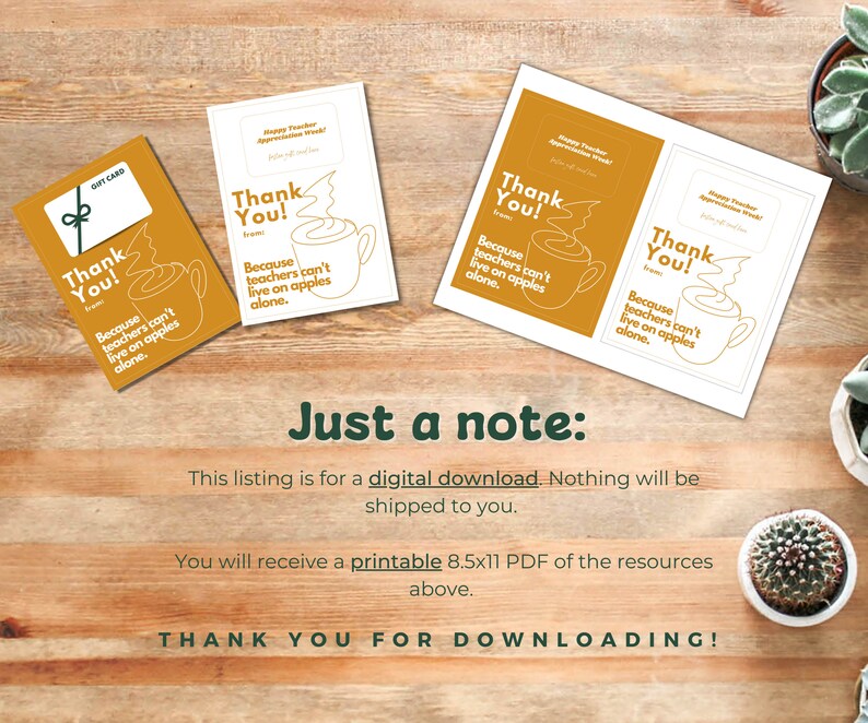 Teacher Appreciation Printable Gift Card Holder Coffee Card - Etsy