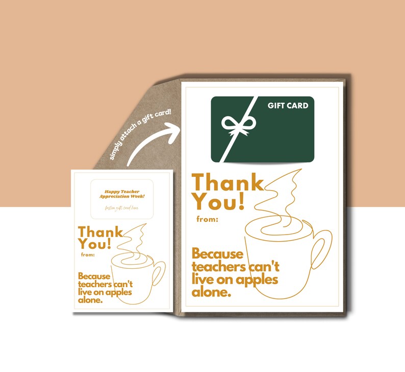 Teacher Appreciation Printable Gift Card Holder, Coffee Card Holder ...