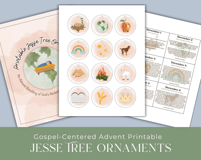 Printable Jesse Tree Ornament Set: Daily Scripture Advent Activity (PDF ...