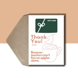 Teacher Appreciation Printable Gift Card Holder, Coffee Card Holder ...