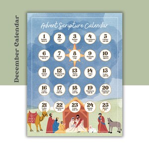 Printable Christmas Advent Calendar, Family Advent Scripture Calendar ...
