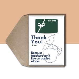 Teacher Appreciation Printable Gift Card Holder, Coffee Card Holder ...