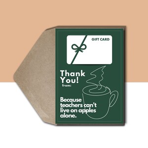 Teacher Appreciation Printable Gift Card Holder, Coffee Card Holder ...