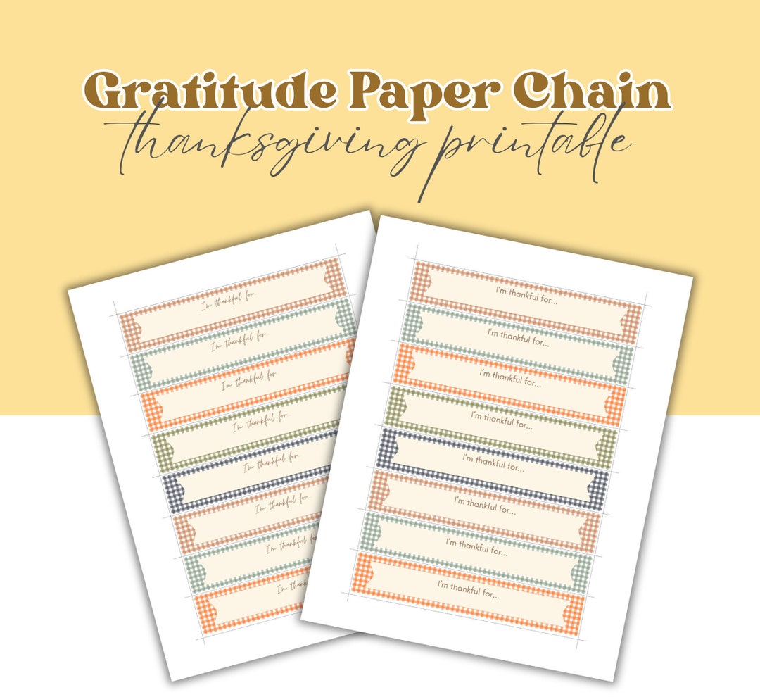 Gratitude Paper Chain, Thanksgiving Printable Activity, Thankfulness ...