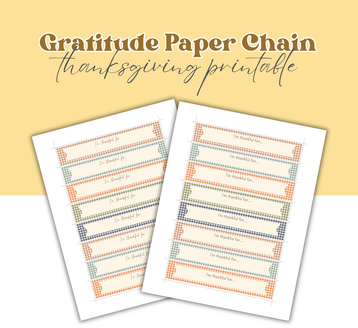 Gratitude Paper Chain, Thanksgiving Printable Activity, Thankfulness ...
