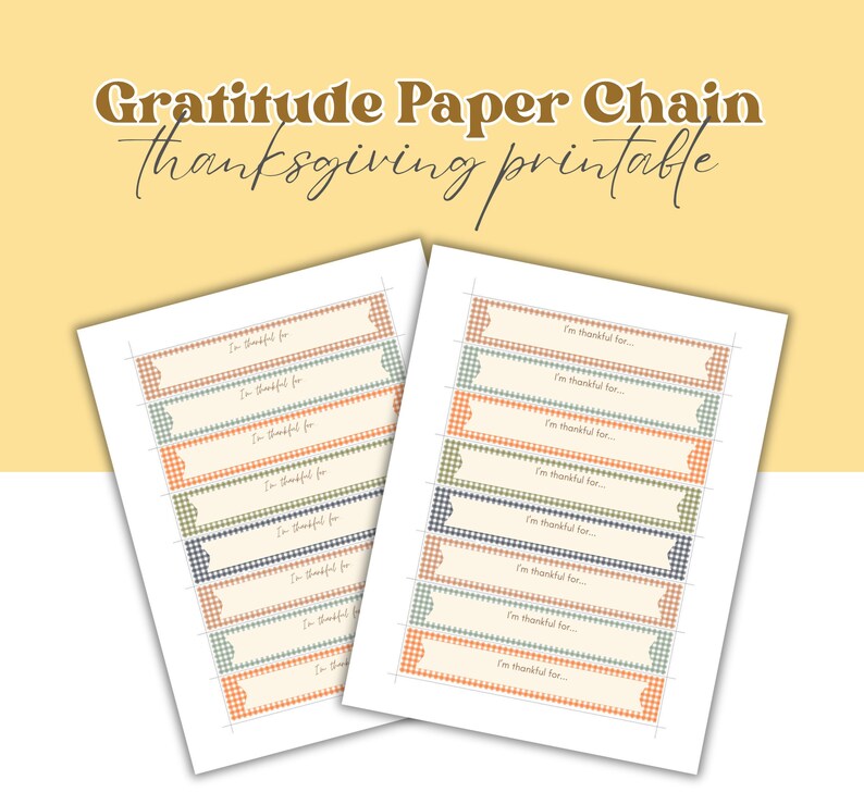 Gratitude Paper Chain, Thanksgiving Printable Activity, Thankfulness ...