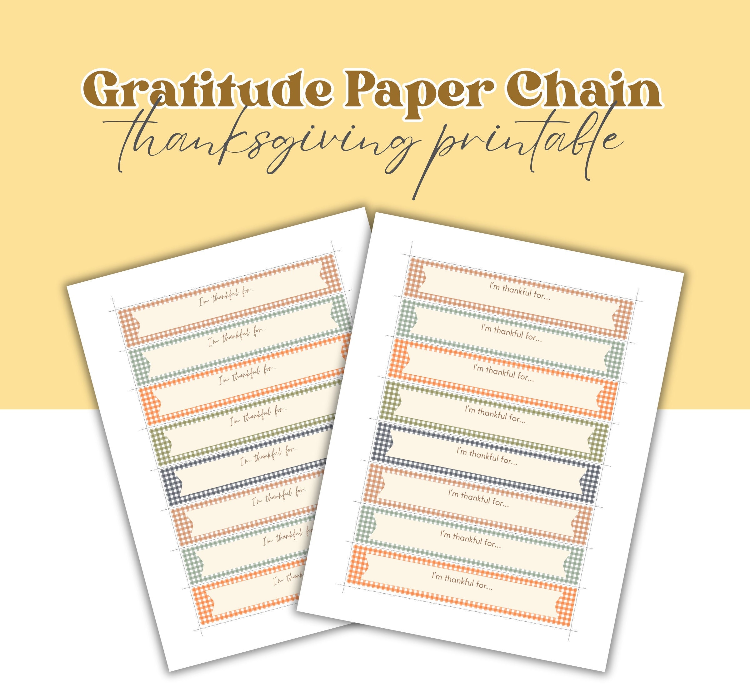 Gratitude Paper Chain, Thanksgiving Printable Activity, Thankfulness ...