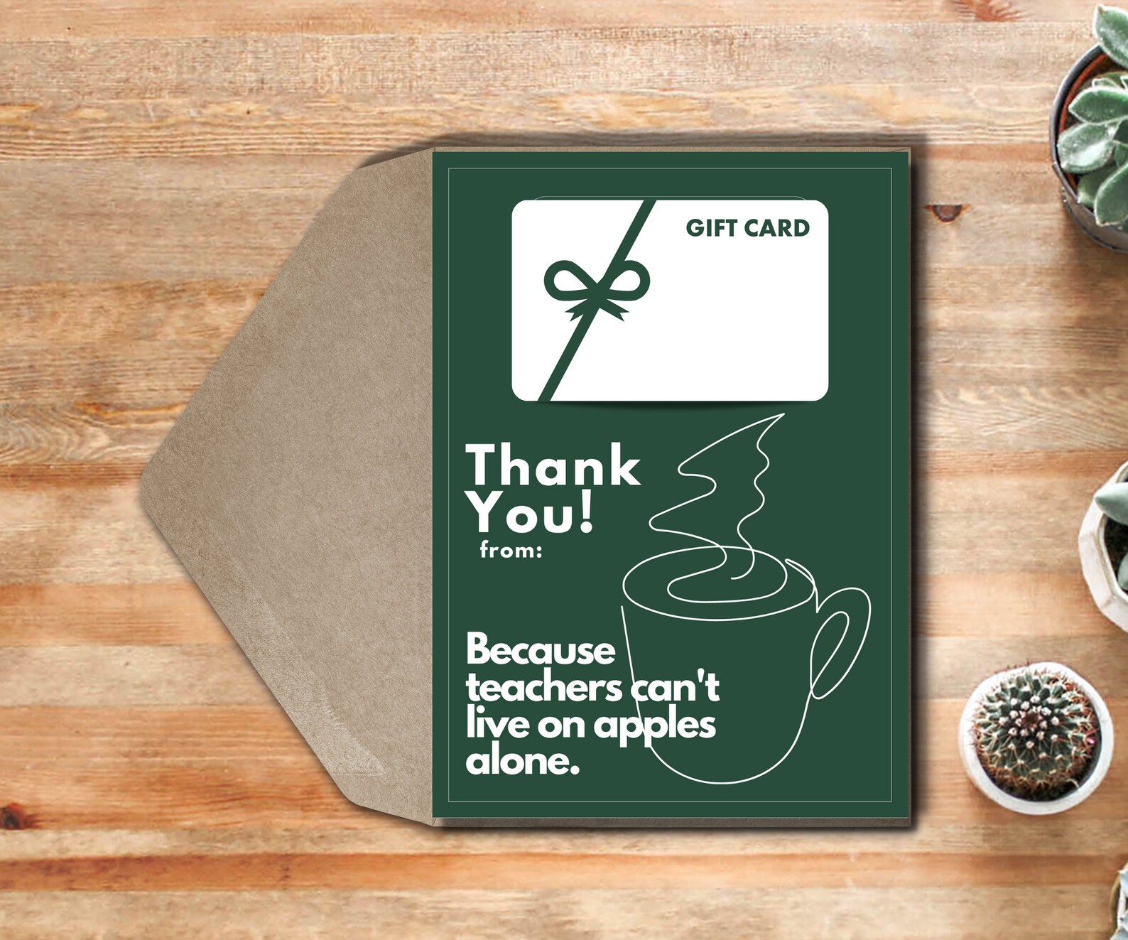 Teacher Appreciation Printable Gift Card Holder Coffee Card - Etsy