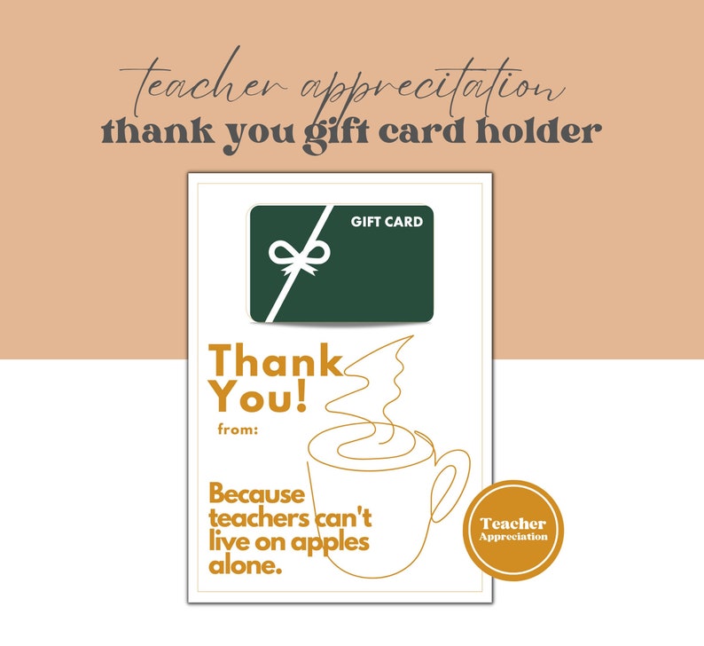 Teacher Appreciation Printable Gift Card Holder, Coffee Card Holder ...