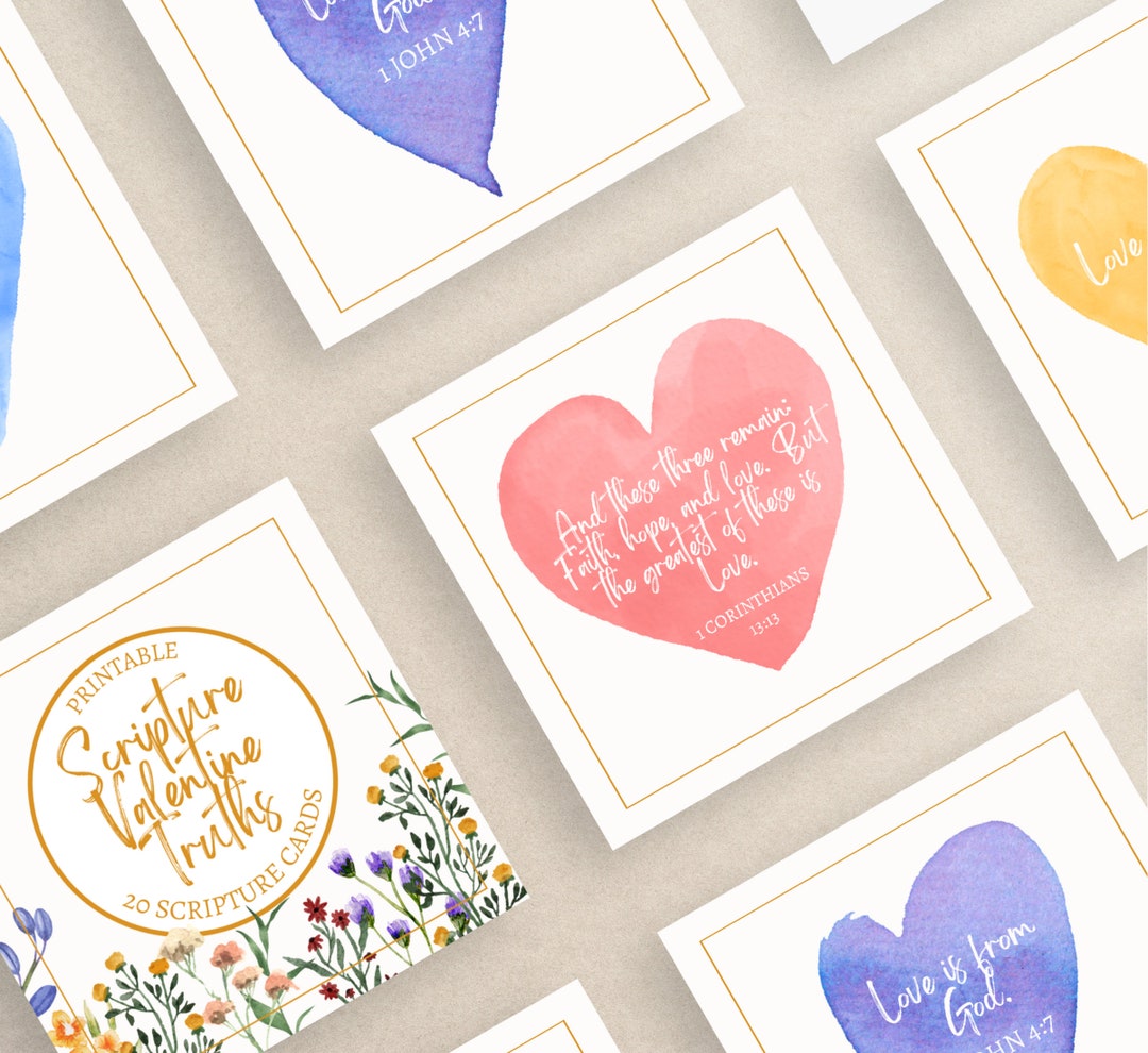 Valentine's Day Scripture Cards, Printable Valentine Cards for Kids ...