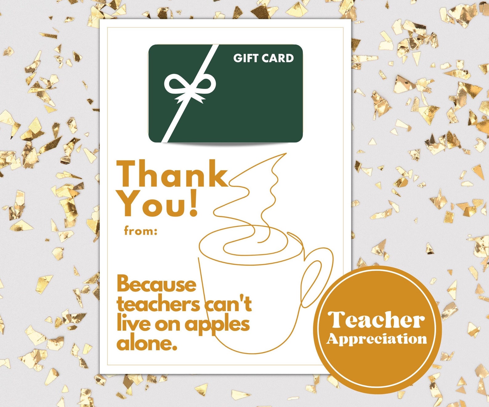 Teacher Appreciation Printable Gift Card Holder Coffee Card - Etsy