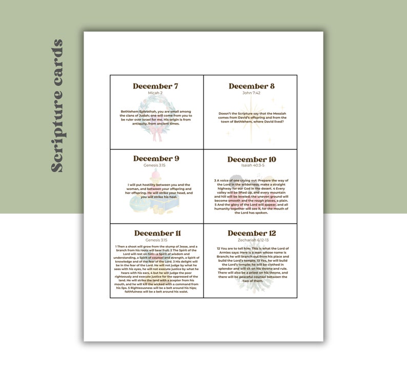 Printable Christmas Advent Calendar, Family Advent Scripture Calendar ...