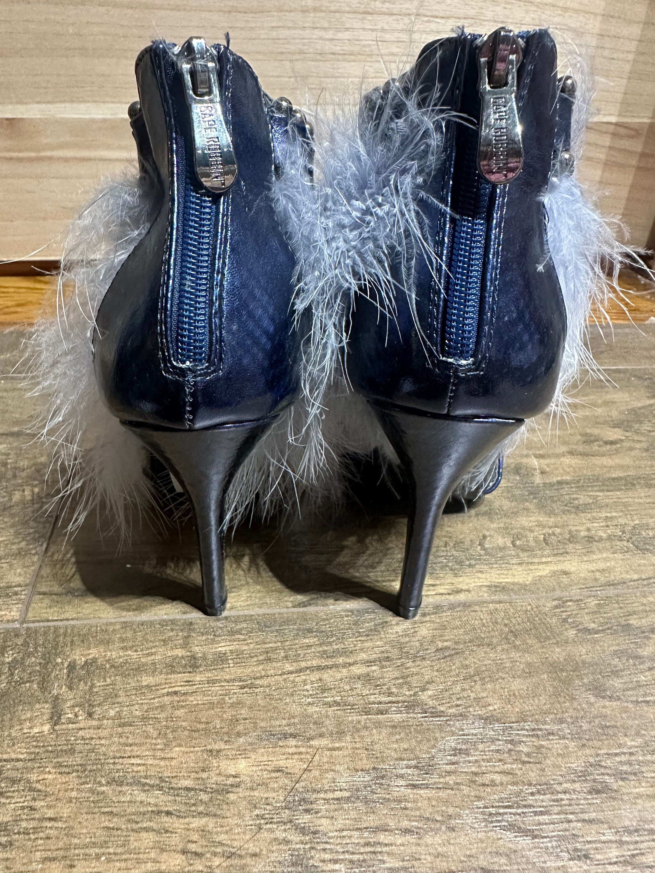 Metallic Blue Feather Sandal - Etsy