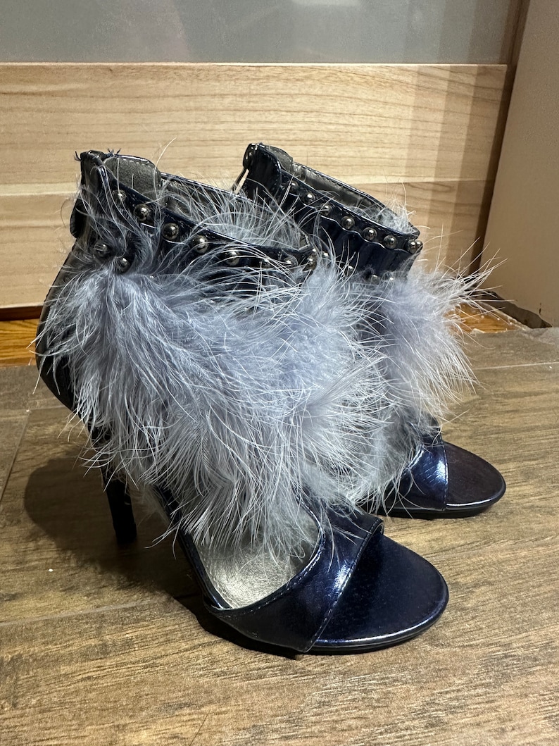Metallic Blue Feather Sandal - Etsy