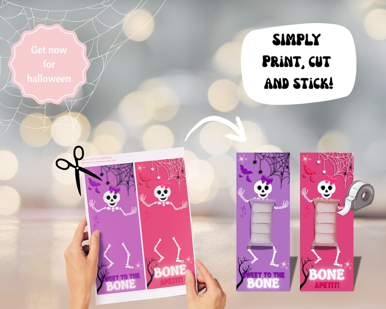 Skeleton Donut Card Halloween Printable: Halloween Party Favor ...