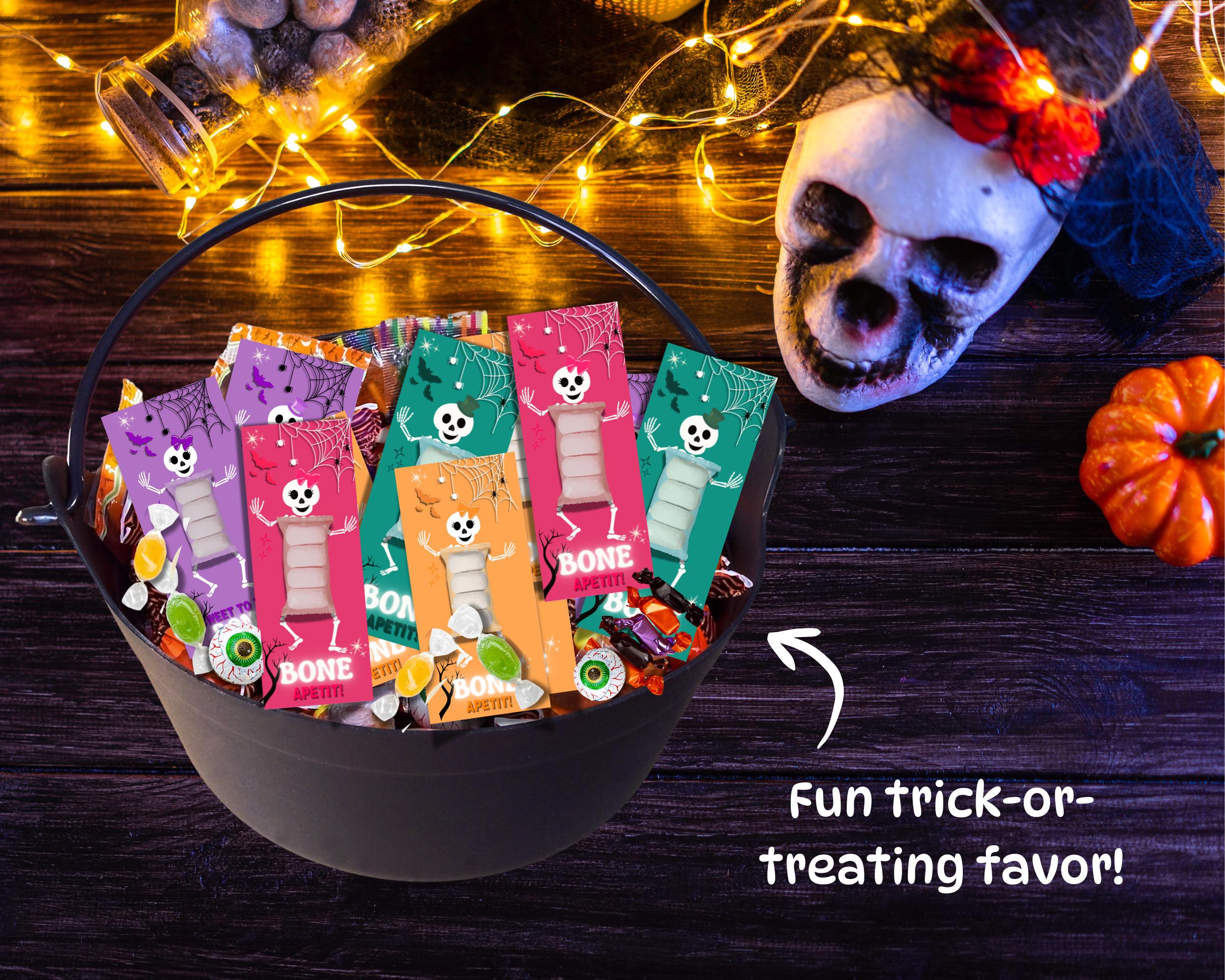 Skeleton Donut Card Halloween Printable: Halloween Party Favor ...
