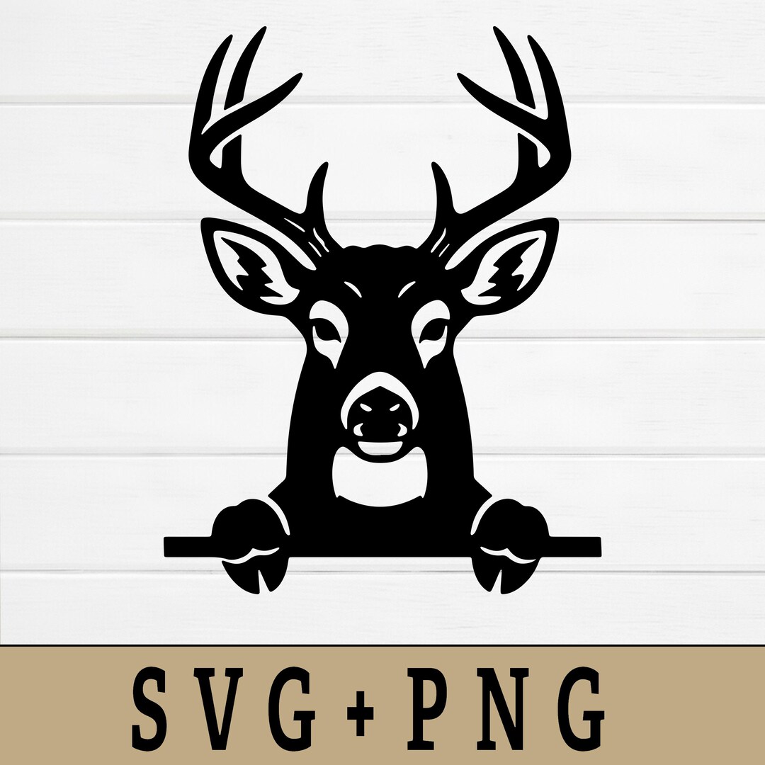 Peeking Deer SVG PNG: Whitetail Buck Silhouette Wildlife Animal Hunting ...