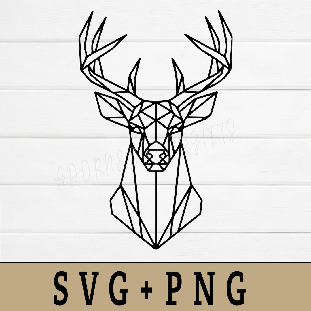 Geometric Buck SVG PNG: Modern Deer Head Silhouette, Minimalist Antlers ...