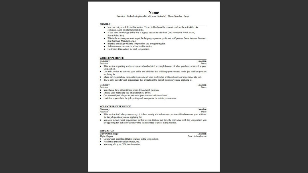 Simple Professional Resume Template - Tips on What to Include Are Added ...