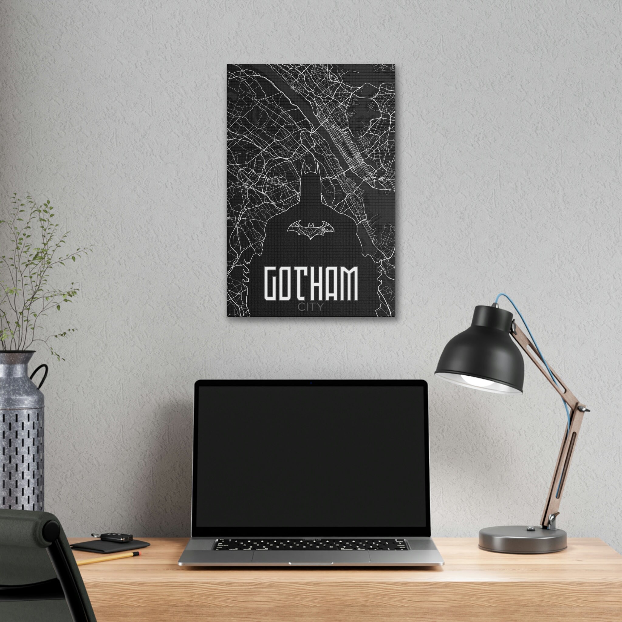 Dark Knight Wall Art, Gotham City Map, Super Hero Art, Custom Map, City ...