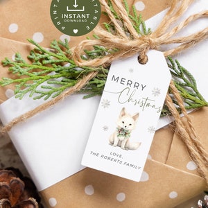 Printable Christmas Gift Tag Template, Editable Gift Label, Holiday ...