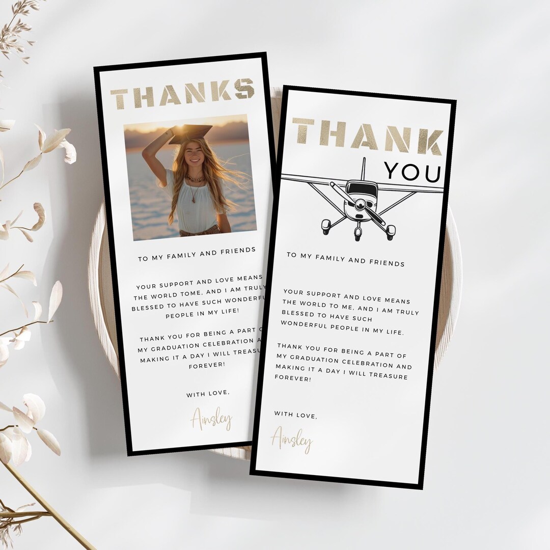 Aviation Graduation Party Photo Place Setting Card, Pilot Grad Party ...