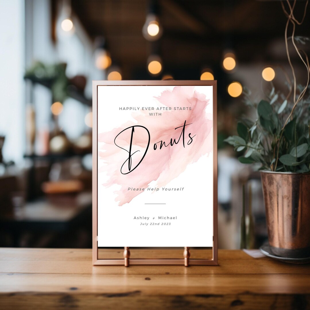 Wedding Donut Sign Template | Blush Pink Donut Sign| Donut Bar Sign ...