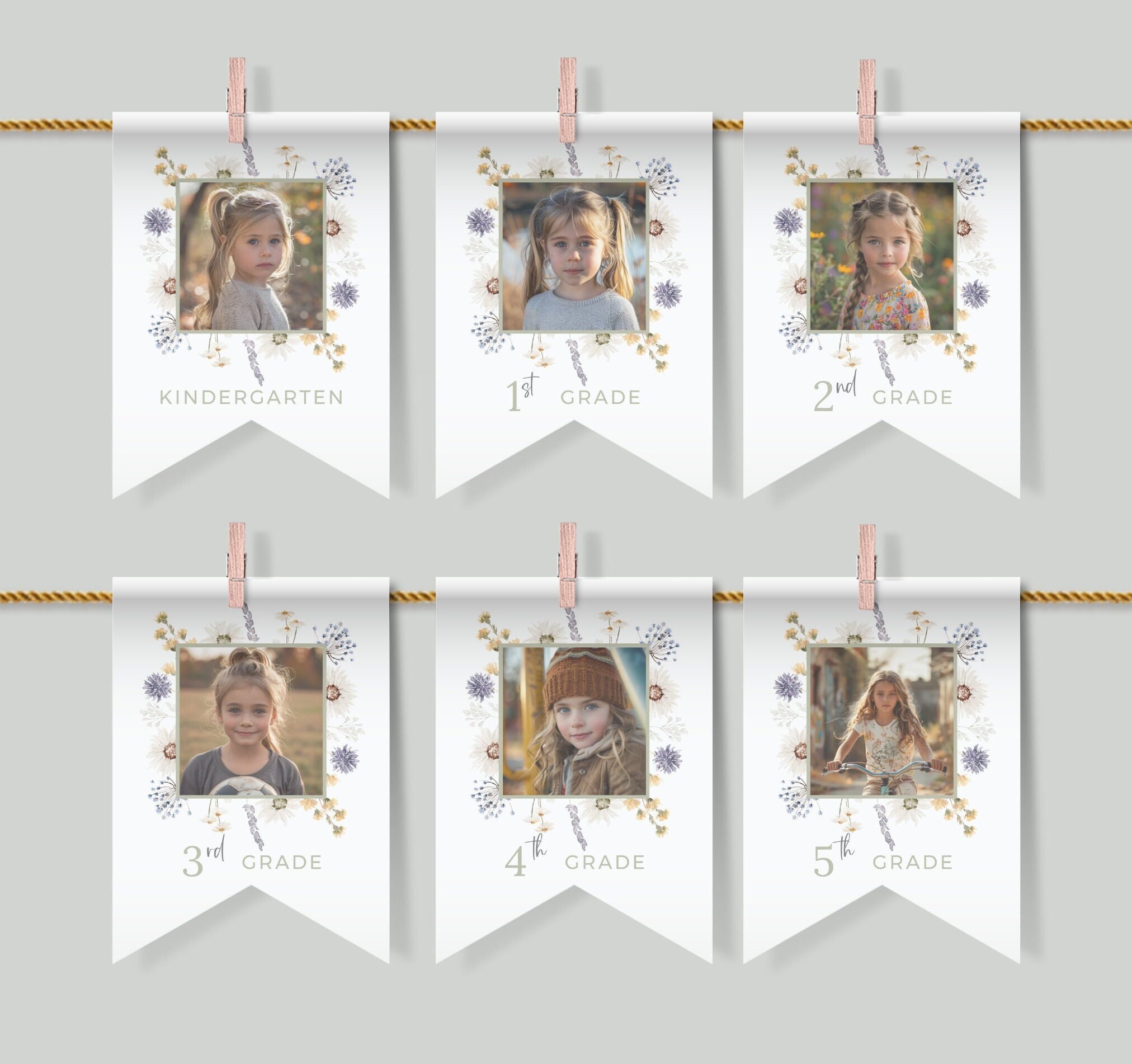 Wildflower Graduation Milestone Bunting, Grad Party Decor Templates ...